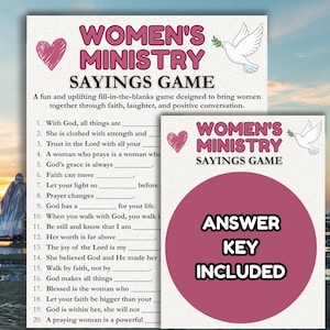 Women’s Ministry Sayings Game, Fun Christian Trivia for Womens ...