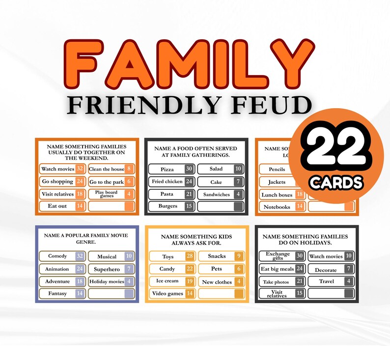 Family Feud Game, Fun Printable Family Reunion Game for Kids Adults ...