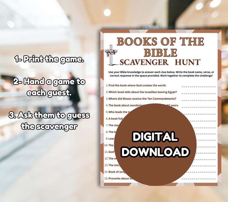 Books of the Bible Scavenger Hunt Bible Game Sunday School Bible Study ...