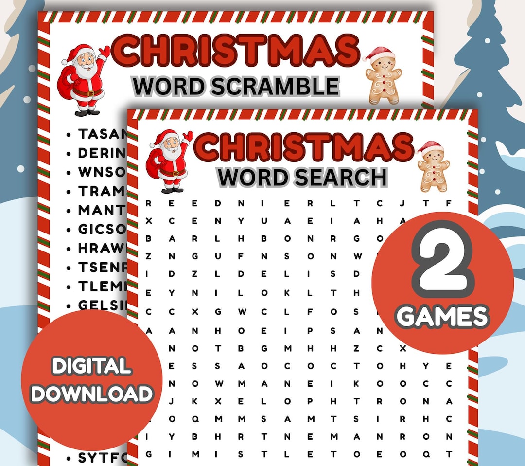 Christmas Word Search & Word Scramble | Printable Holiday Game for Kids ...
