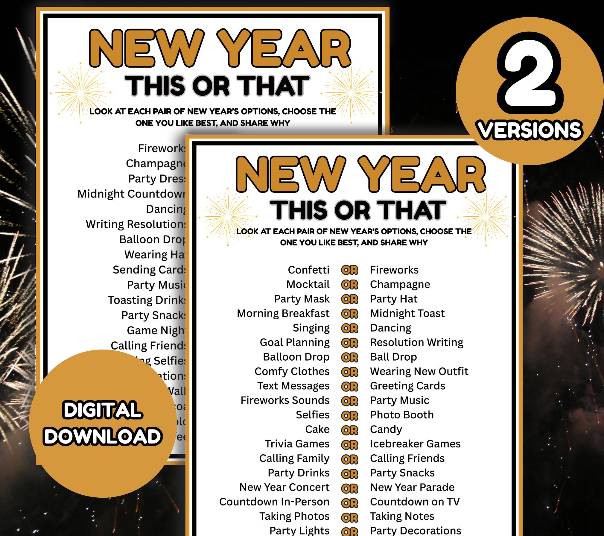 New Year This or That Game, Printable Would You Rather, New Years Eve ...