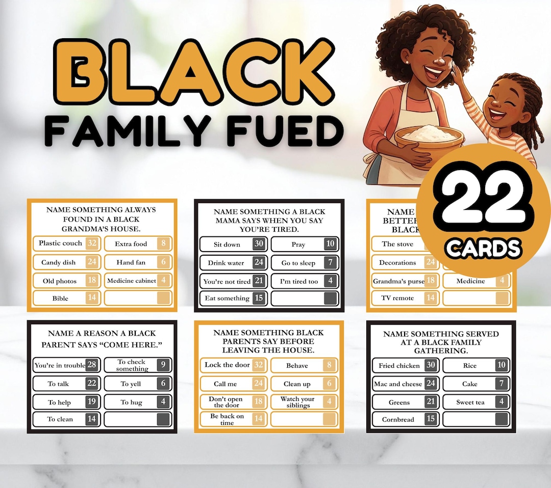 Black Family Feud Game, Fun Black Family Reunion Game, Icebreaker for ...