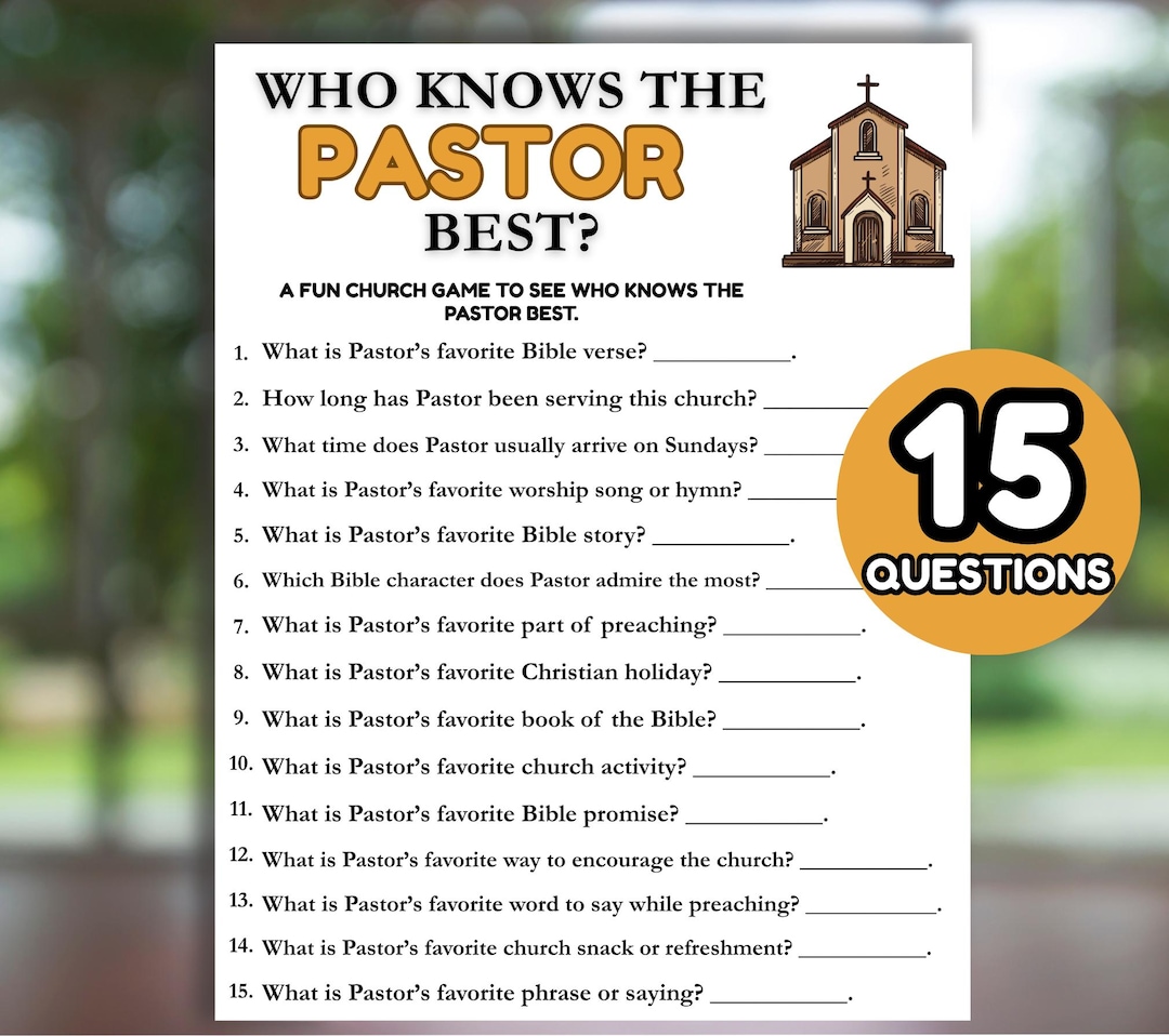 Who Knows the Pastor Best Game, Fun Church Trivia for Adults and Kids ...