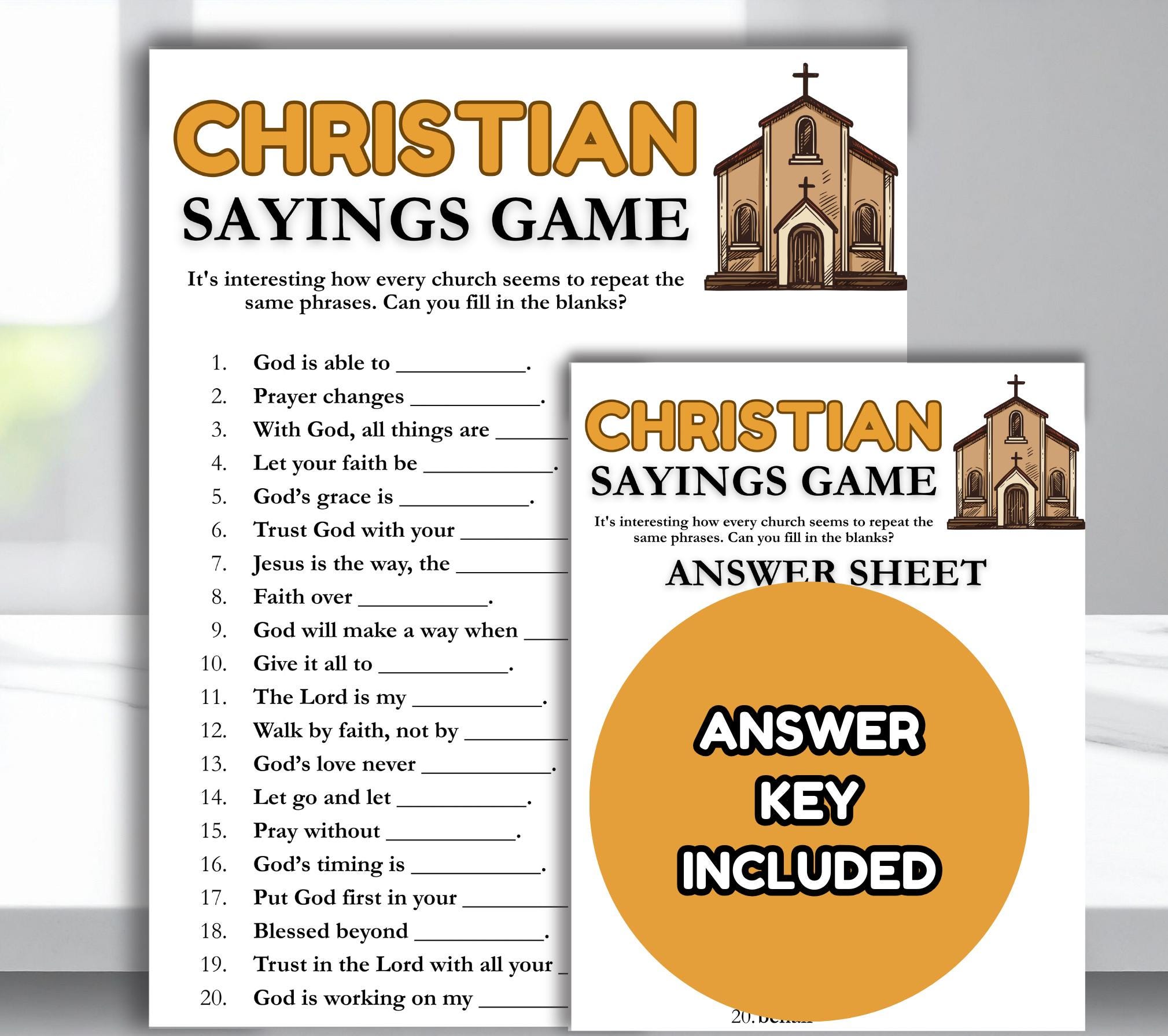 Christian Sayings Game, Fun Christian Trivia for Kids and Adults, Bible ...
