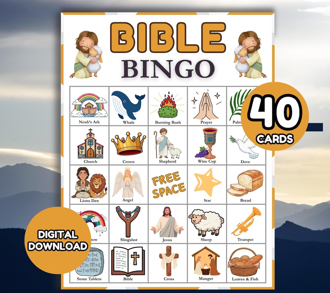 Bible Bingo Game Printable | 40 Unique Cards With Calling Cards ...