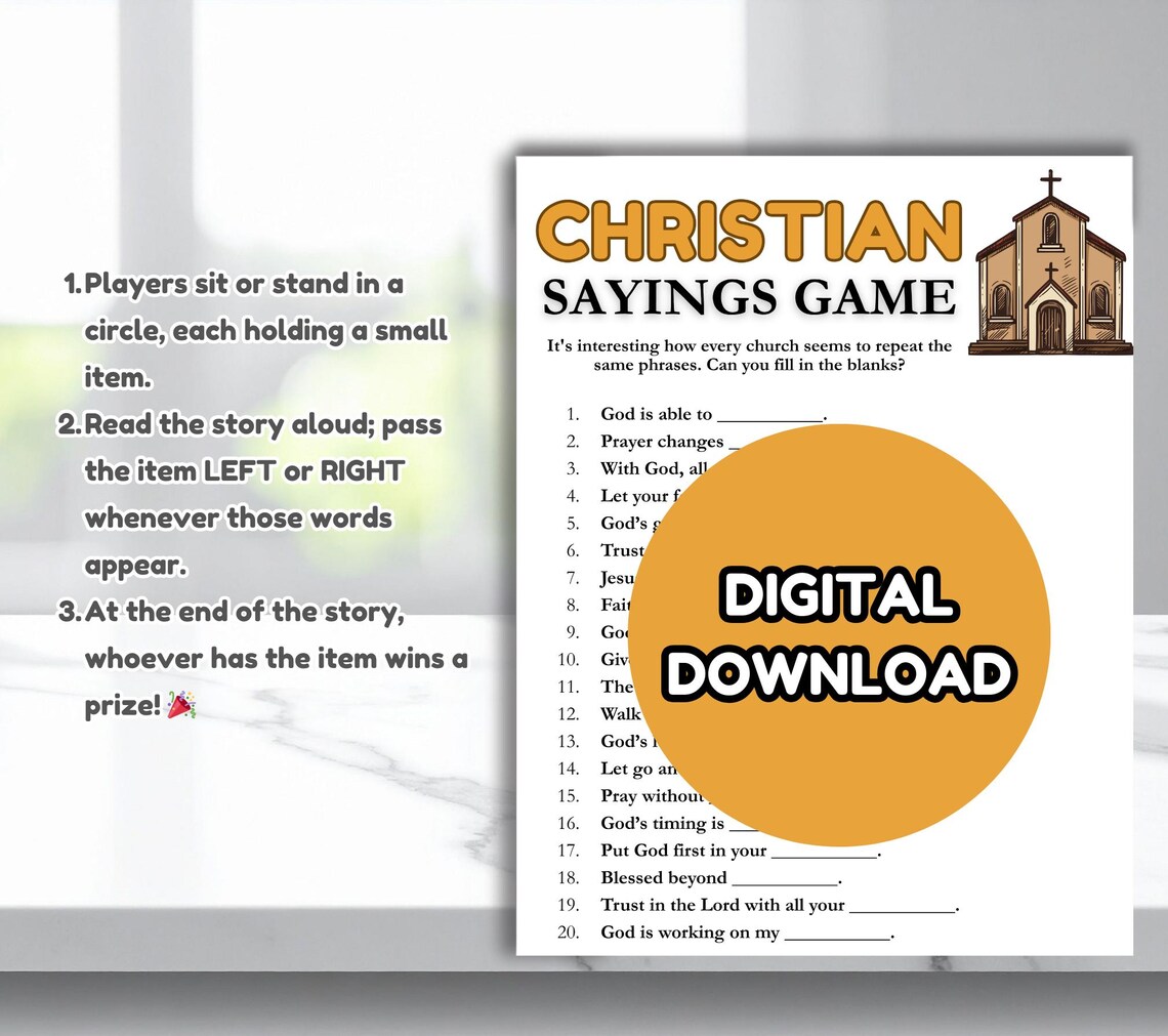 Christian Sayings Game, Fun Christian Trivia for Kids and Adults, Bible ...