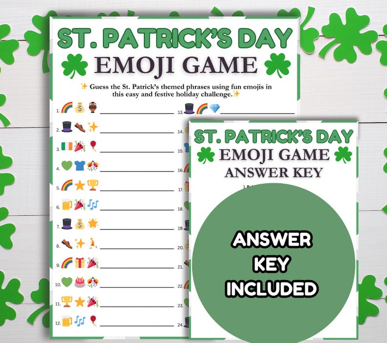 St Patricks Day Emoji Pictionary Game, St Patricks Day Games, St ...