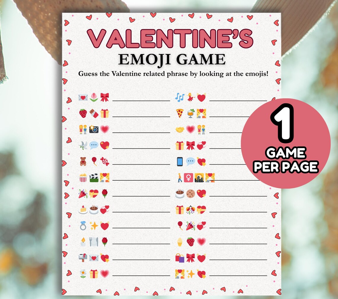 Valentine Emoji Game Printable With Answers, Galentine’s Day Party Quiz ...