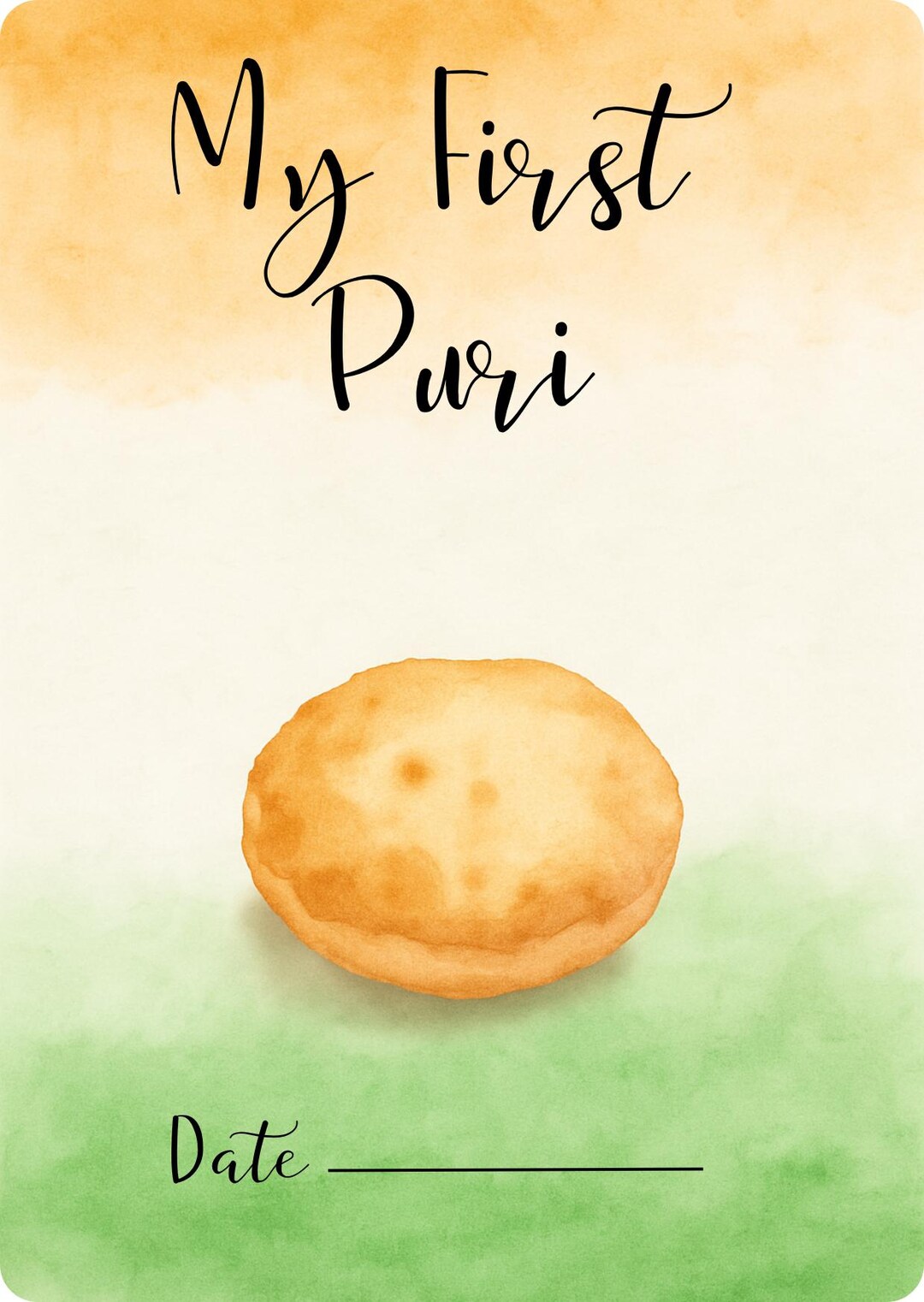 My First Puri Milestone Card – Desi Baby Gift (printable) - Etsy