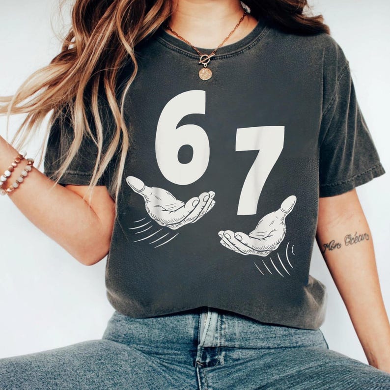 Six Seven 67 Meme PNG, Funny Hand Gesture Design, Kids Teen Boys 6-7 ...