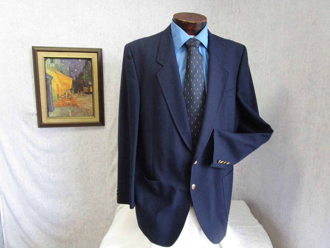 80s 48 Tall Gary Waters Men's Blazer Sport Coat Jacket Navy Blue - Etsy