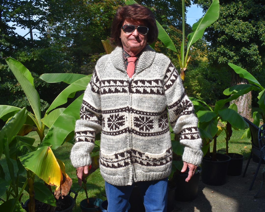 80s XL Tuak Cowichan Style Men's Hand Knit Sweater Cardigan Dohnalek ...