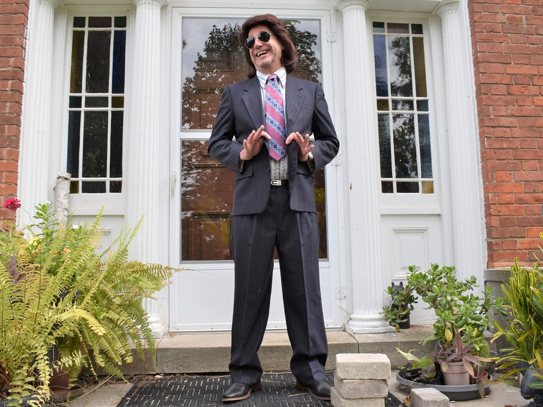 70s 42R Shipley Men's Navy Blue Pinstripe Suit - Etsy