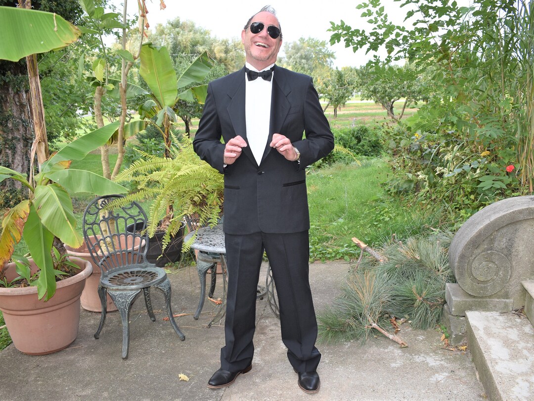 80s 42R Classy Tuxedo Tux Suit Notch Collar Black - Etsy