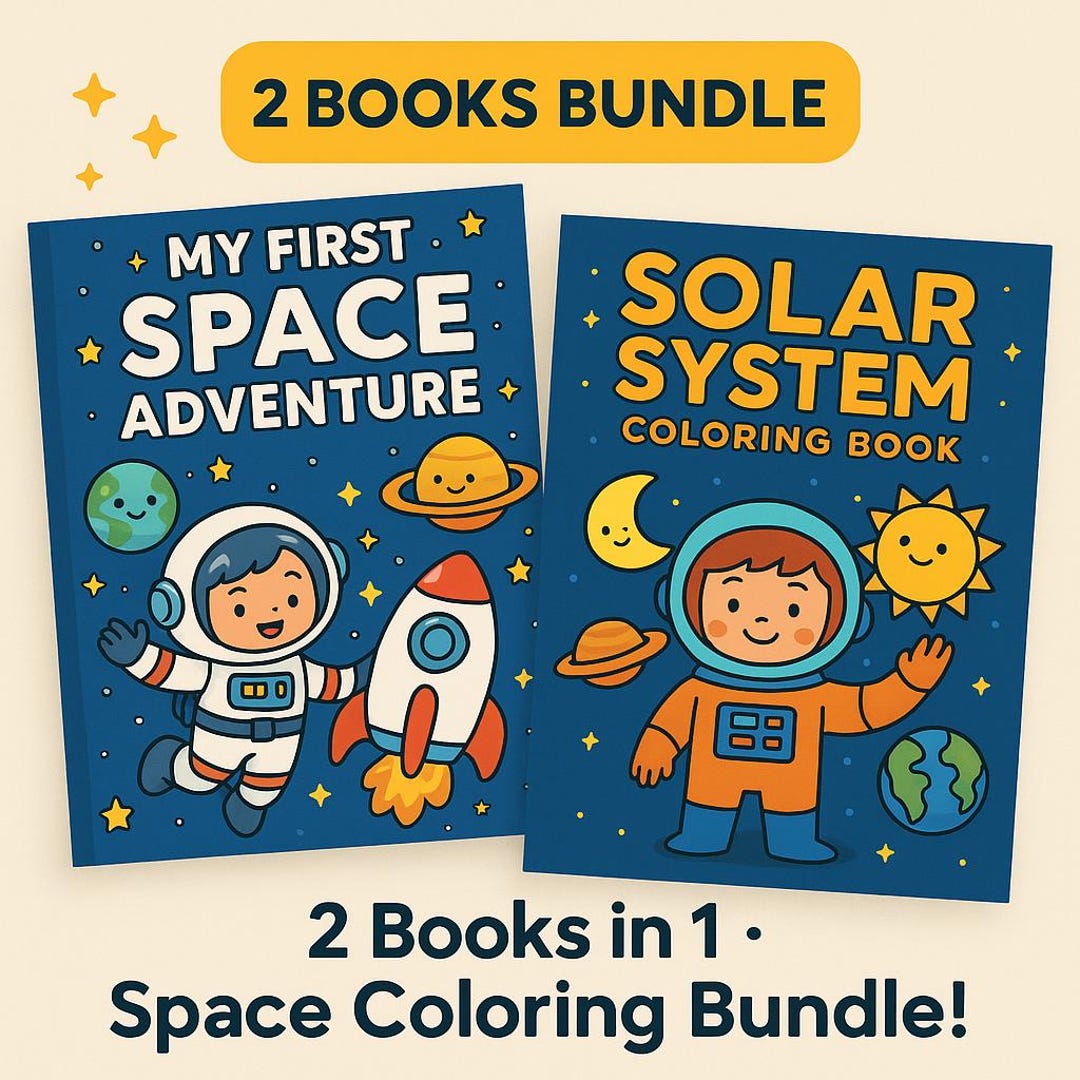 Kids Space Coloring Book Bundle | Solar System Adventure (printable PDF ...