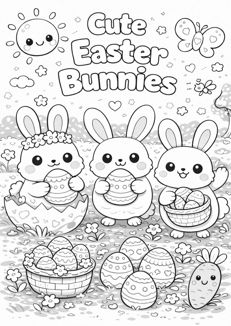 Easter Coloring Book for Kids – 20 Fun Pages, Printable PDF, US Letter ...