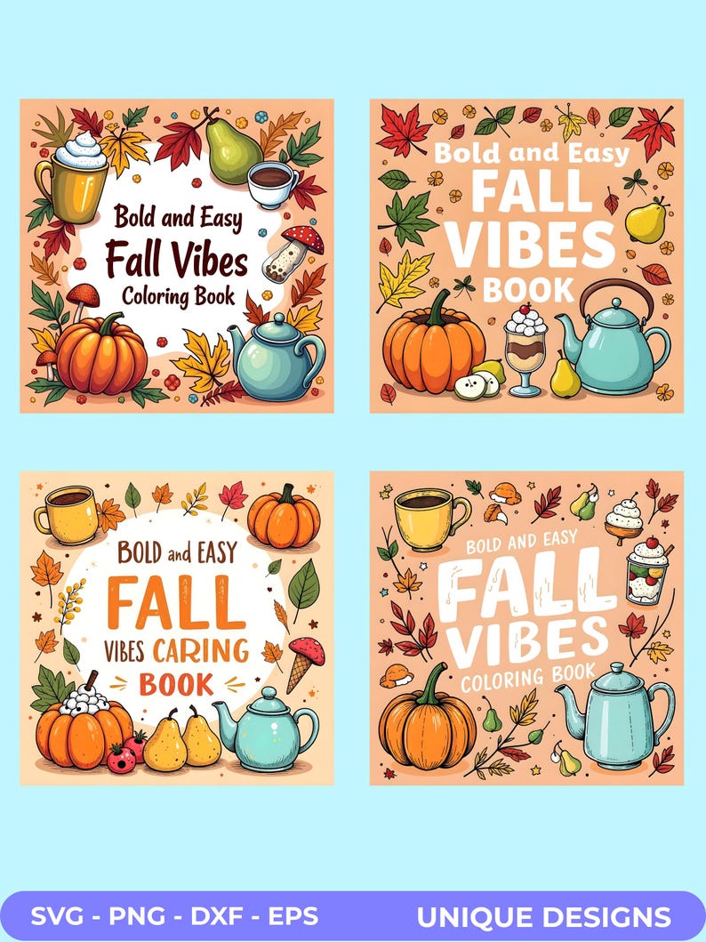 Fall Coloring Pages: Cozy Autumn Scenes for Kids & Adults (PDF - Etsy