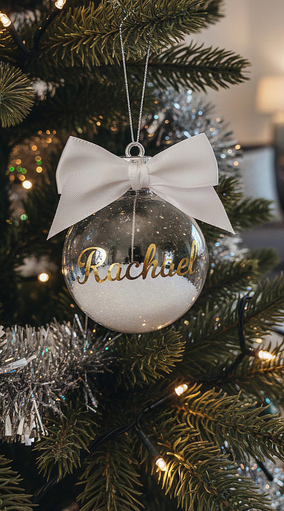 Personalised 6cm Snow Filled Bauble - Etsy UK