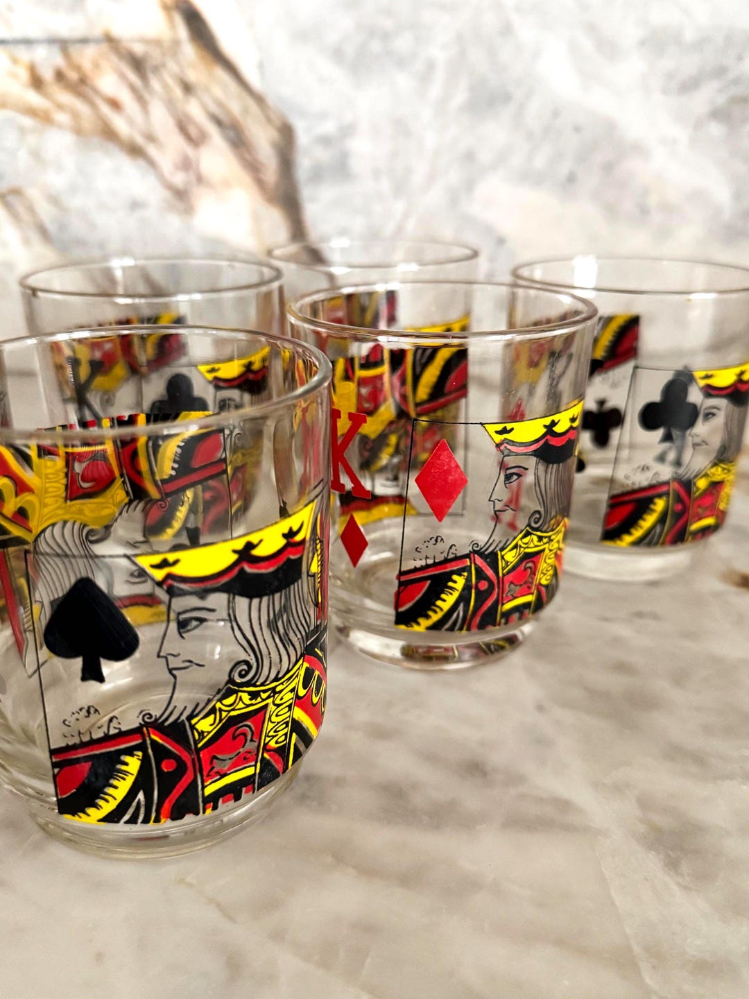 Vintage King Playing Card Old Fashioned Glasses - Etsy