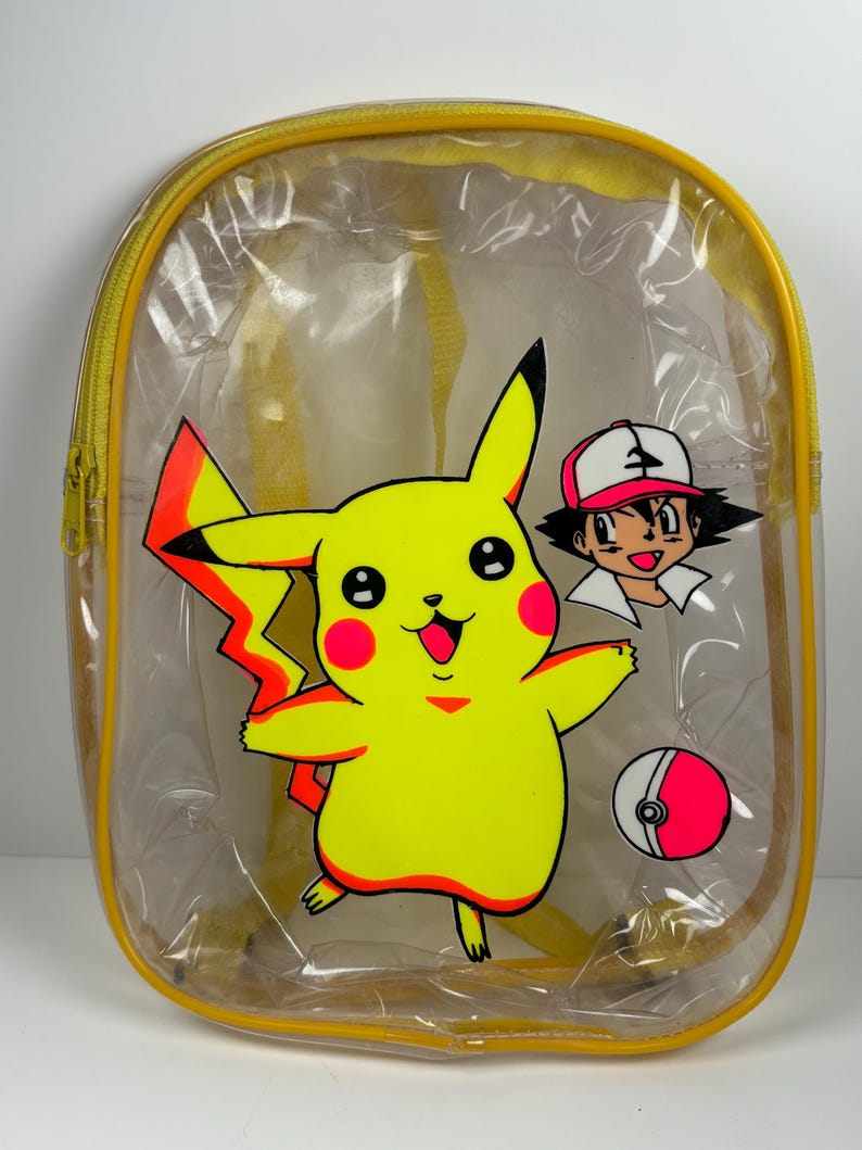 Vintage 1990s Pokémon Pikachu Backpack – Clear Vinyl Ash Ketchum Bag ...