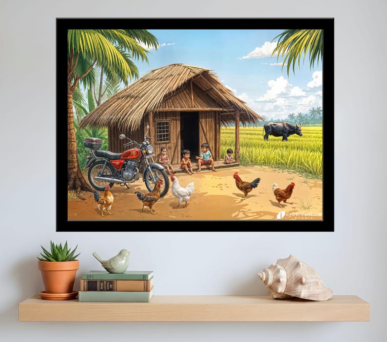 Philippines Nipa Hut and Children - Wall Art Print - Etsy