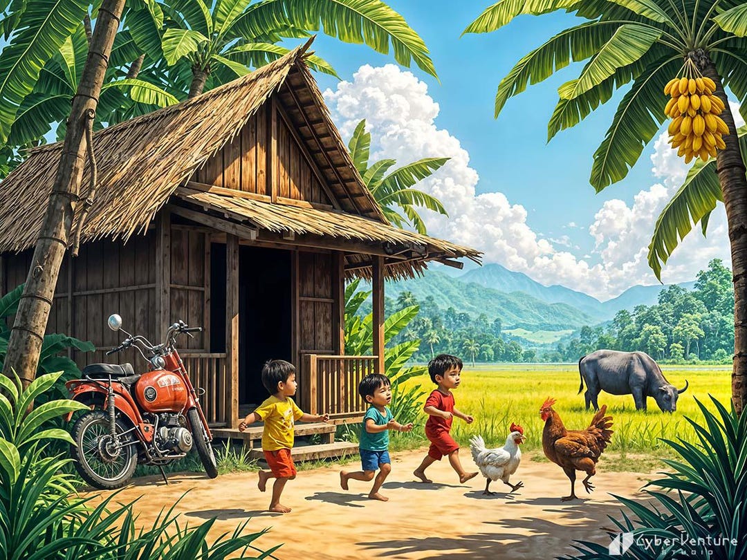 Philippines Nipa Hut and Children 2 - Wall Art Print - Etsy