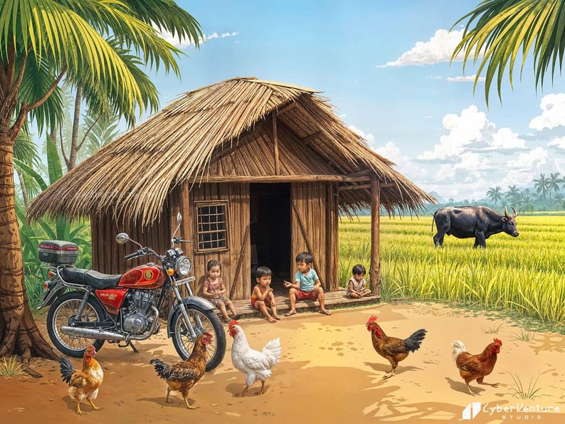 Philippines Nipa Hut and Children - Wall Art Print - Etsy