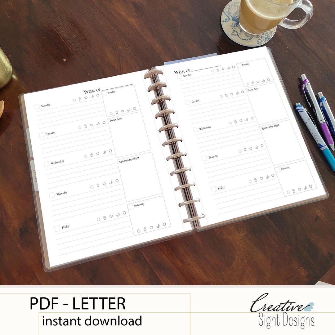 One-page Weekly Planner Printable, Discbound Page Inserts, Undated ...