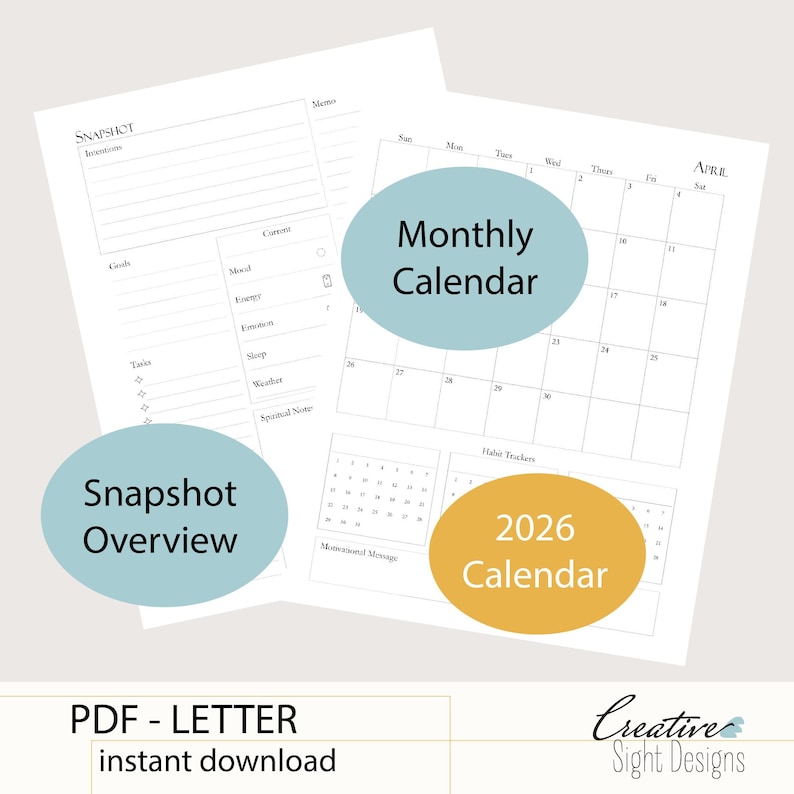 2026 Discbound Page Inserts, Planner Pages Printable, Letter Size ...