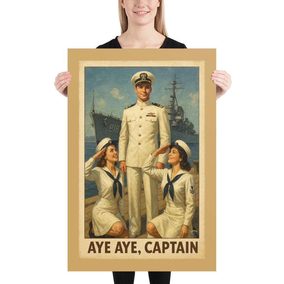 Vintage Nautical Pin-up Poster: 1940s Sailor Art Print - Aye Aye ...
