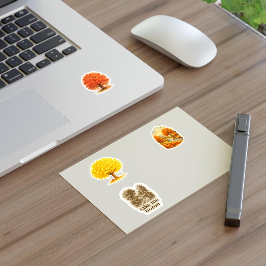 Autumn Tree Sticker Bundle | Cozy Fall Nature Stickers | Watercolor ...