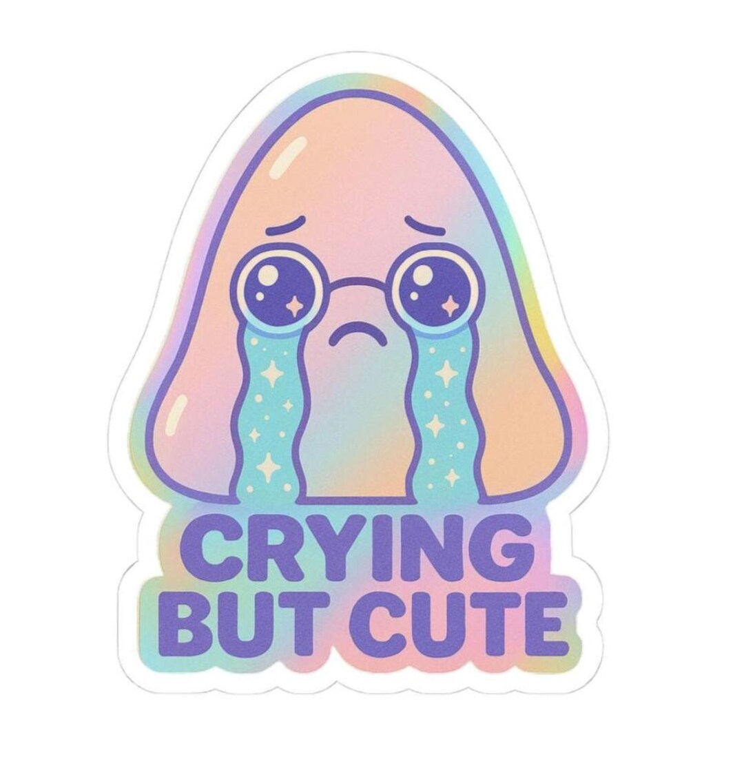 Kawaii Crying Blob Sticker - Pastel Iridescent Vinyl Decal - Etsy Canada