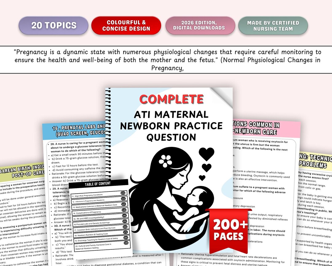 ATI Maternal Newborn Practice Questions | 600 Ngn-style NCLEX Questions ...