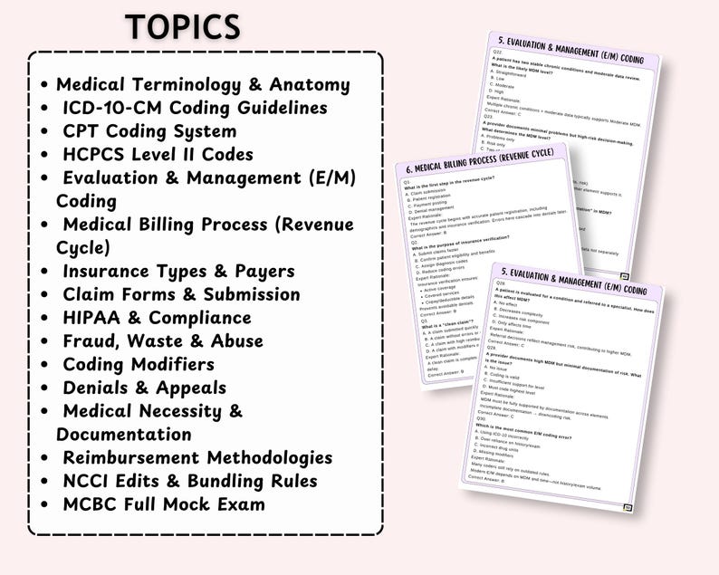 Medical Coding & Billing Certification (MCBC) Exam Test Pep 500 ...