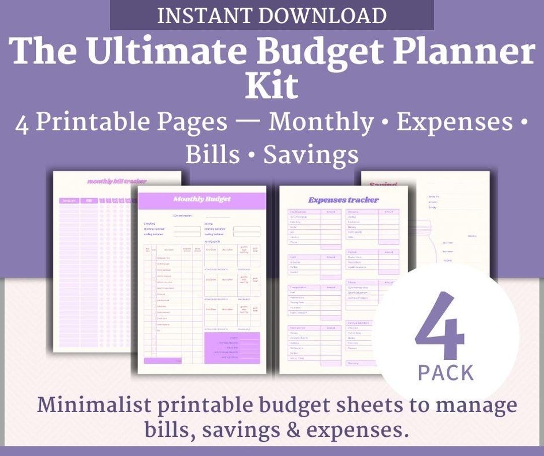 Purple Budget Planner Printable | Monthly Finance Tracker, Expense ...