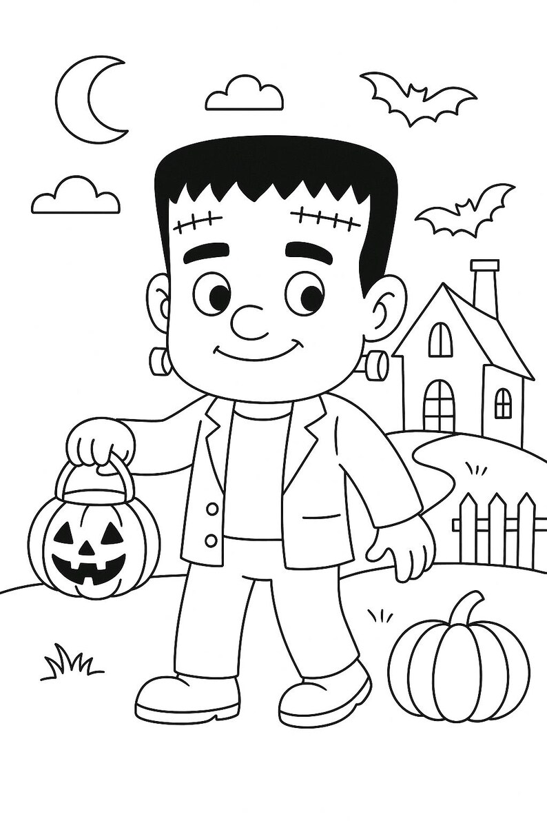 11 Kids Halloween Coloring Pages: Witches, Ghosts, Pumpkins (digital ...