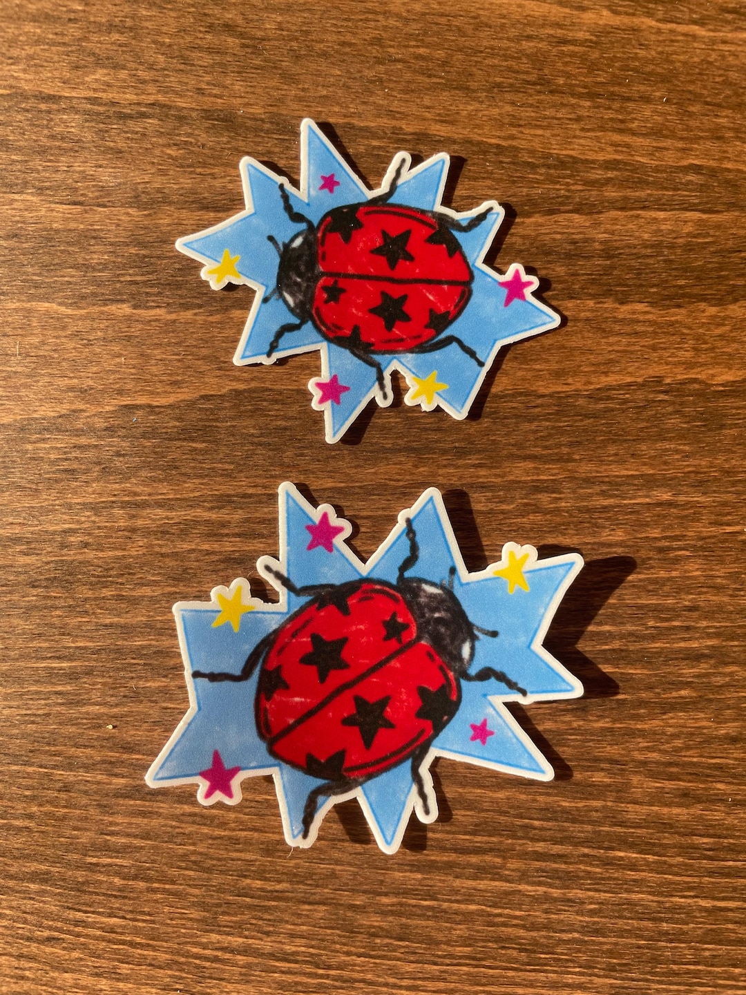 Ladybug With Stars Sticker With Matte Finish | Waterproof and UV ...