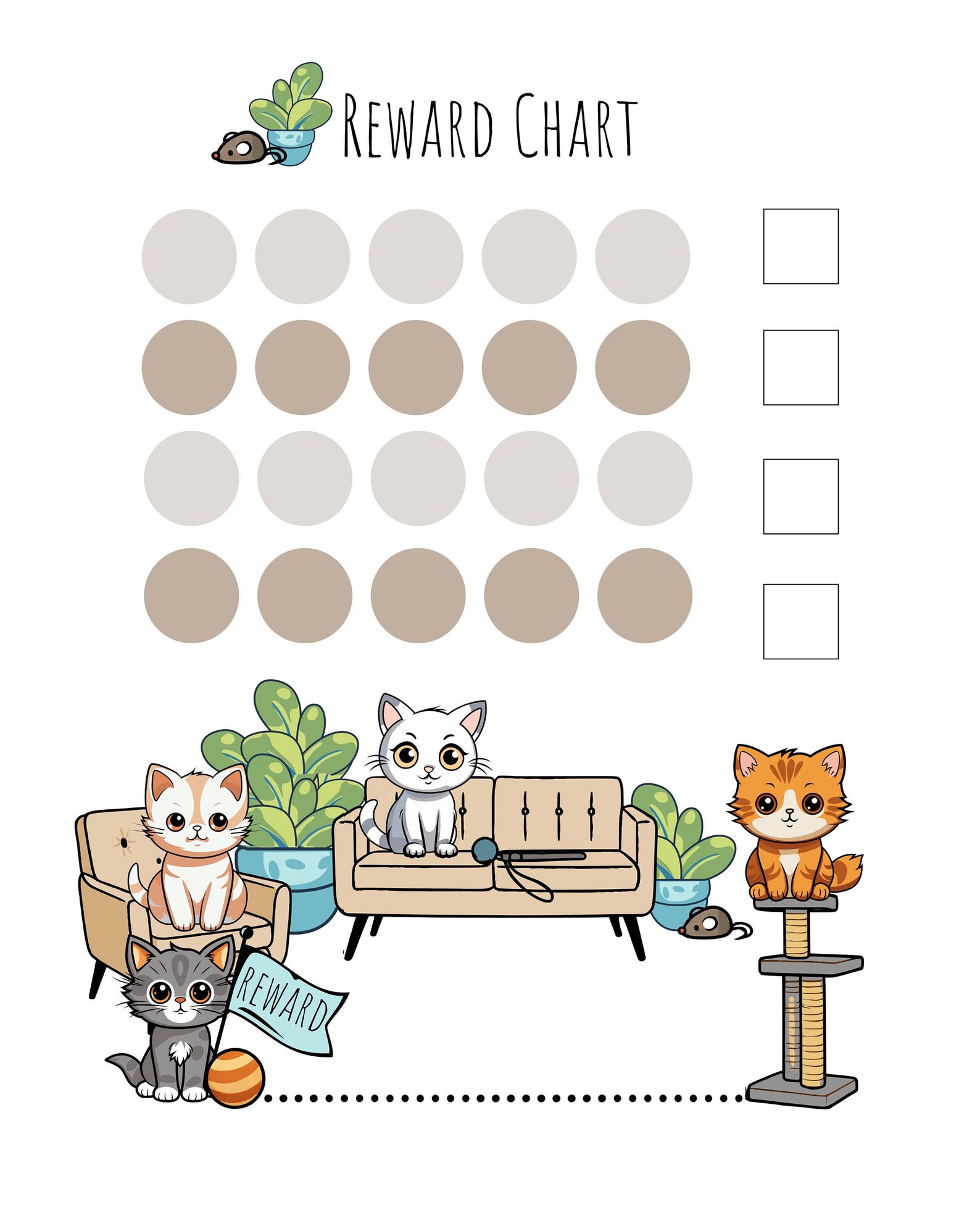 Printable Reward Chart: Kitty Corner Design (digital Download) - Etsy