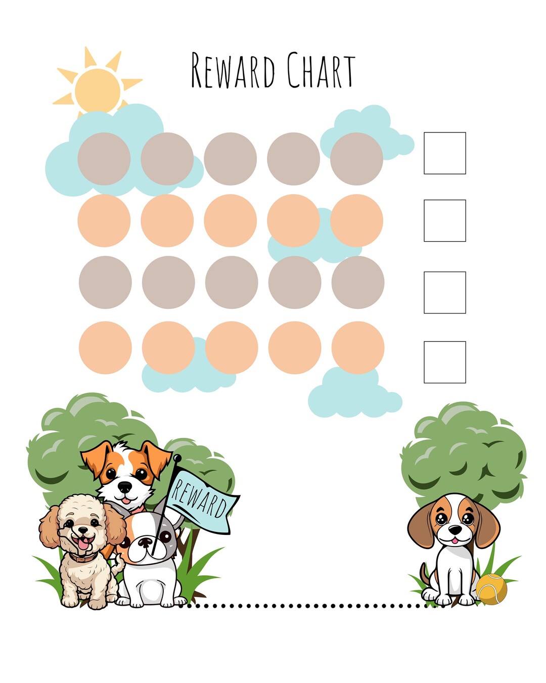 Printable Reward Chart: Dog Park Theme (digital Download) - Etsy