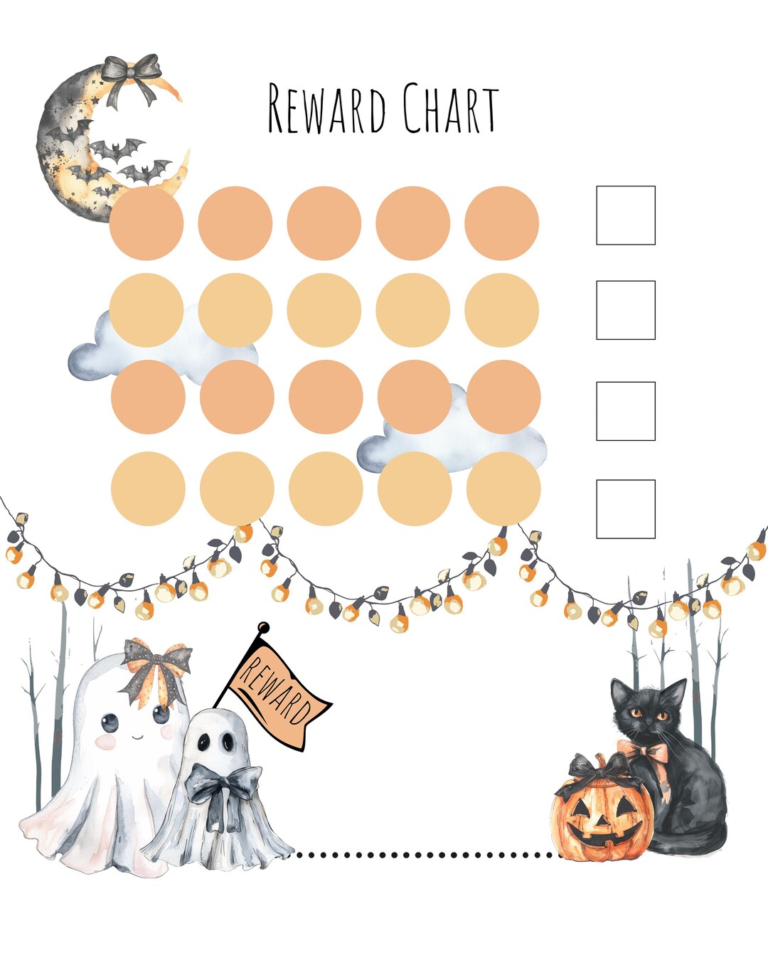Printable Halloween Reward Chart: Kids Chore Chart (digital Download ...