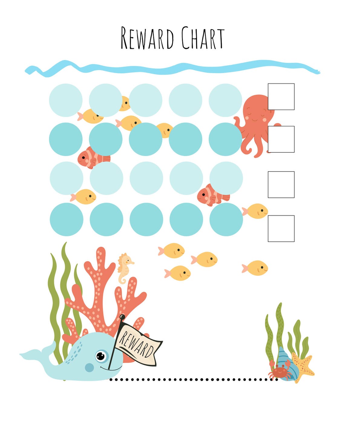Ocean Life Reward Chart: Kids' Printable Chore Chart (digital Download ...
