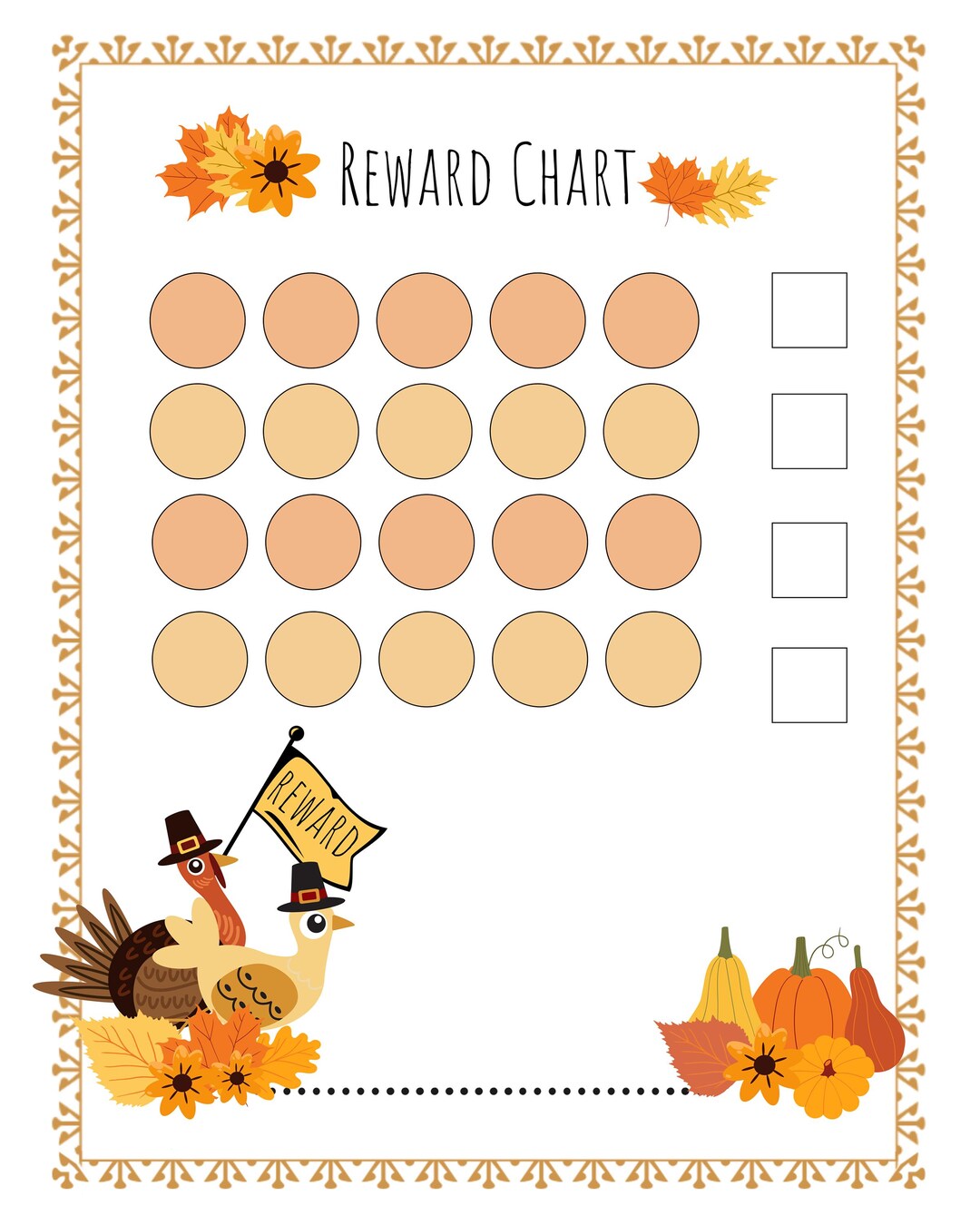 Thanksgiving Reward Chart for Children (digital Download) - Etsy