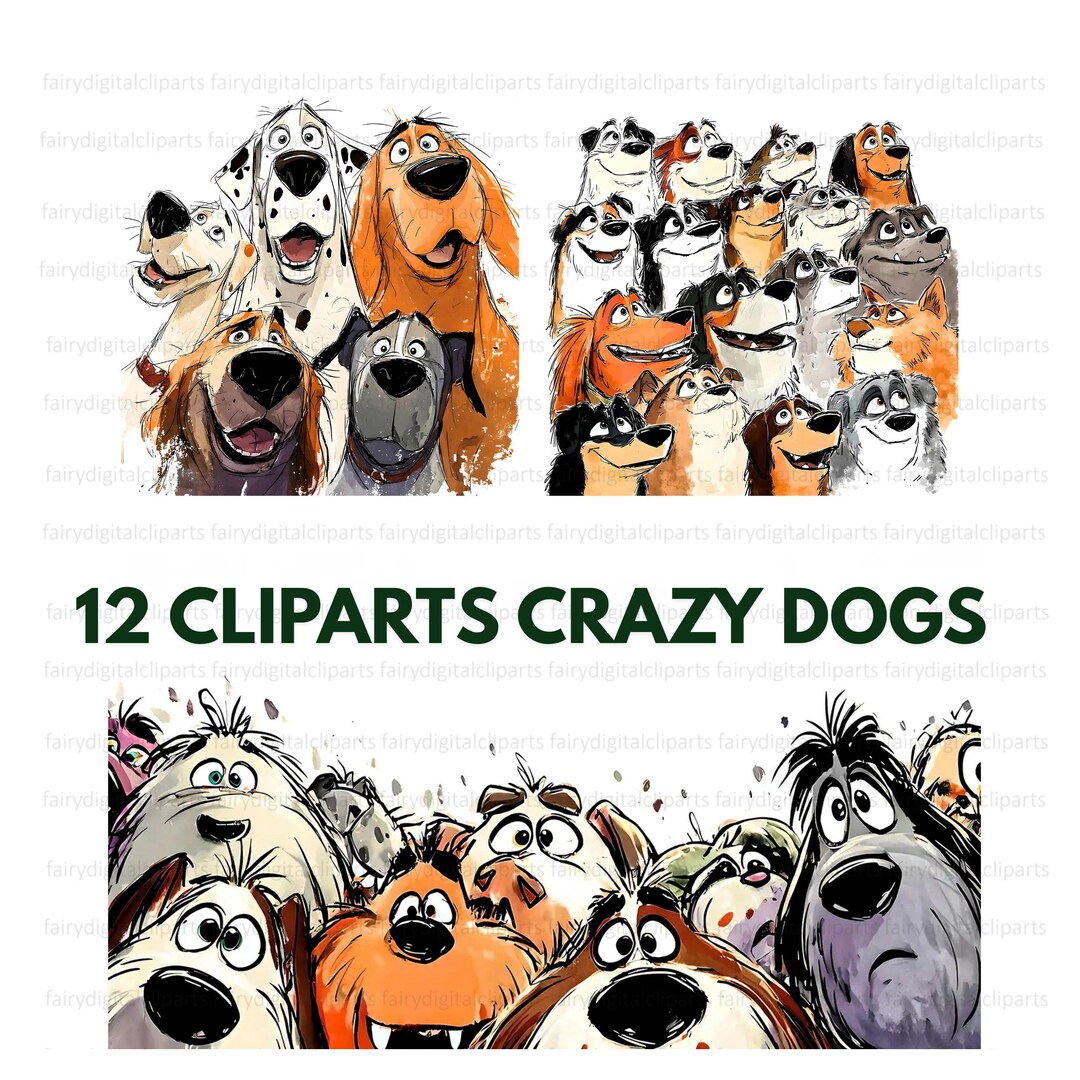 12 Funny Dog Cliparts, Funny Dogs, Animal Humor Illustration, Funny ...