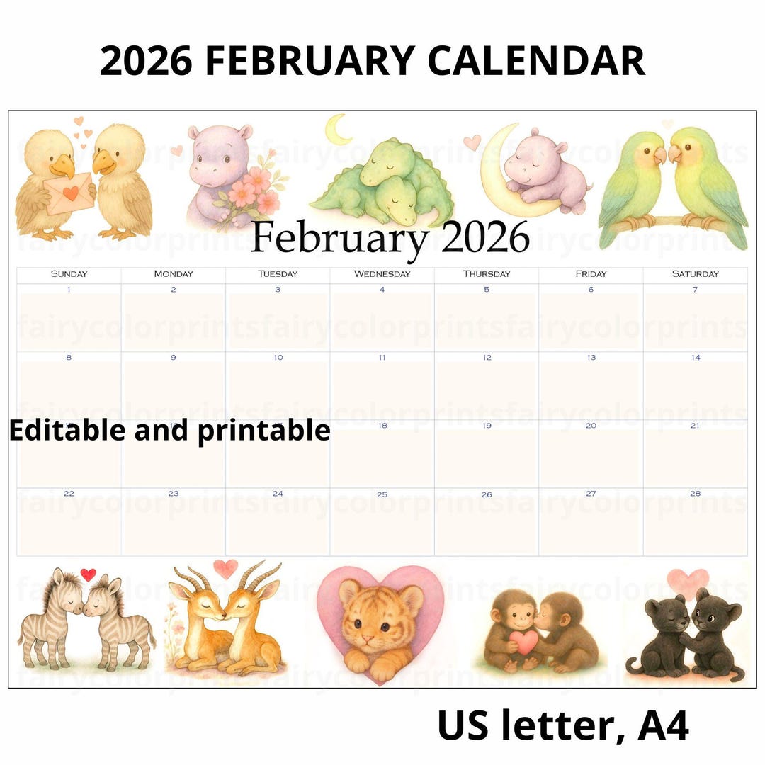 February 2026 Calendar – Editable & Printable PDF | Instant Download ...