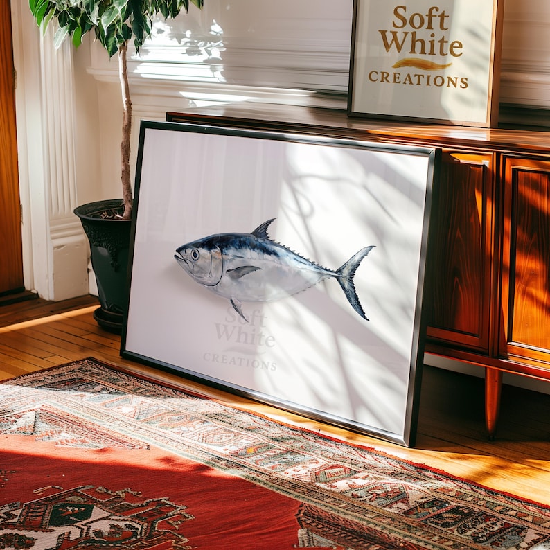 Tuna Fish Wall Art | Realistic Ocean Fish Painting Print | Coastal ...