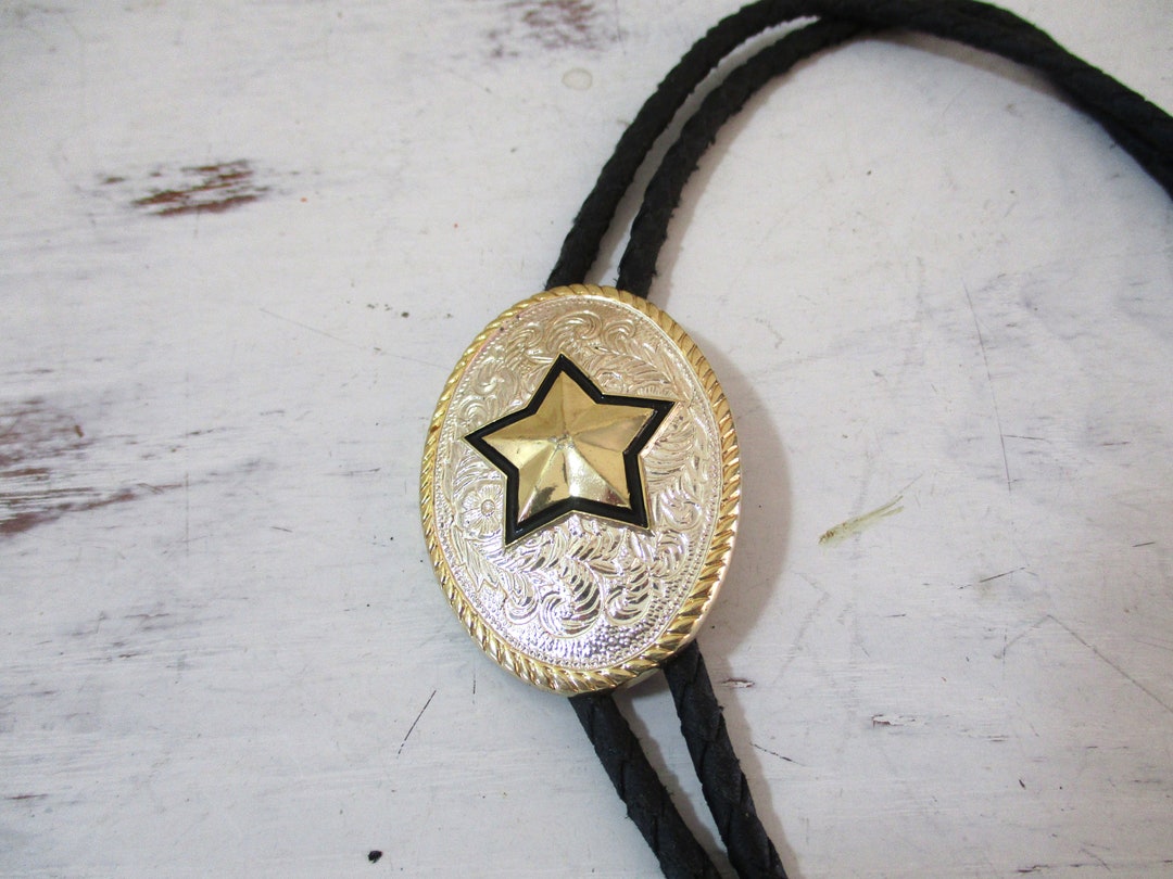Vintage Solid Brass Star Western Bolo Tie - Etsy
