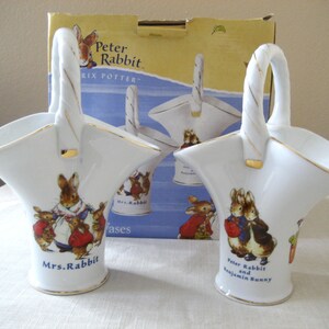 Peter Rabbit by Beatrix Potter Set of 2 Handled Basket Vases - Etsy