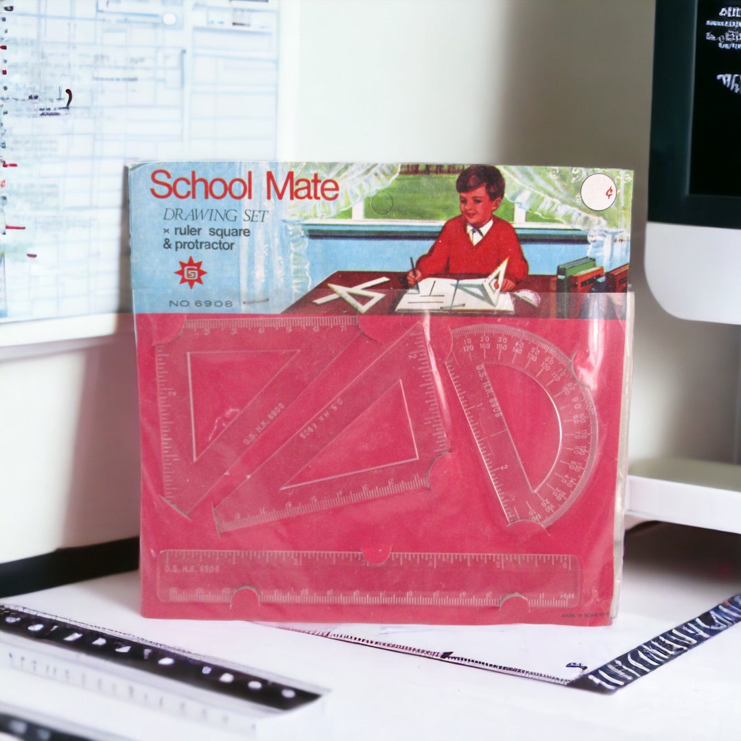 Vintage School Mate Kid's Drawing Set Rulers - Etsy