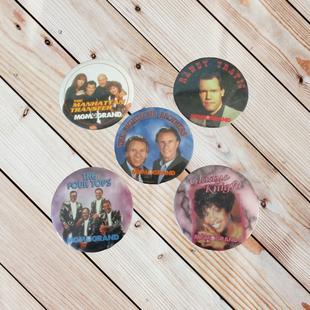 Vintage Set of Five MGM Grand Singers Pinback Buttons, Manhattan ...
