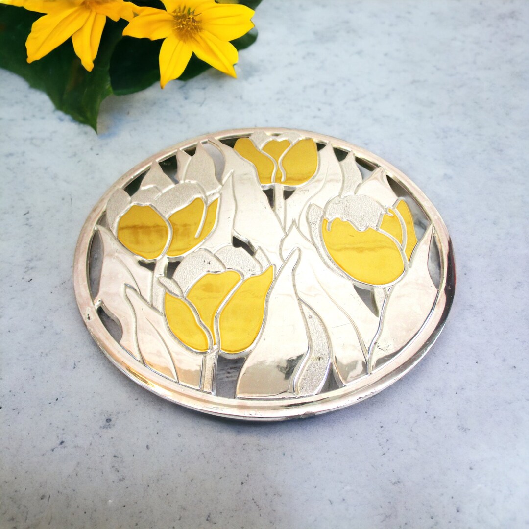 Vintage Silver and Gold Lily Trivet Made in Japan - Etsy